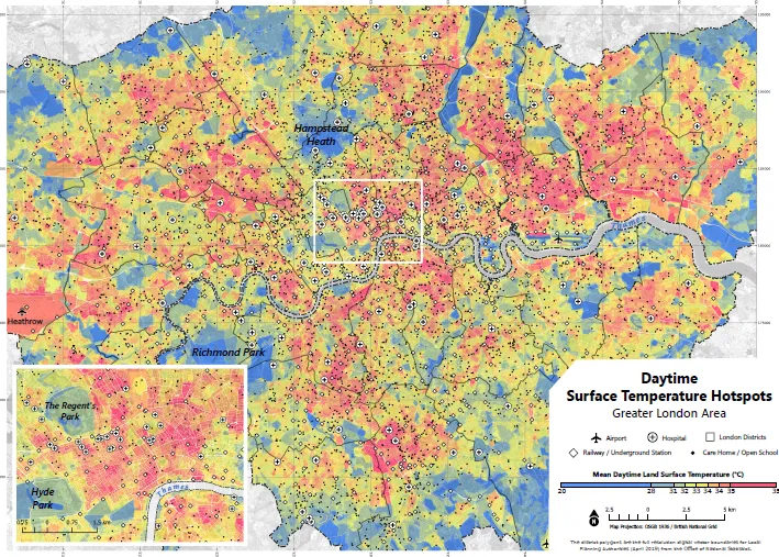 Major Summer Heat Spots using Landsat-8 Thermal Satellite data – London ...